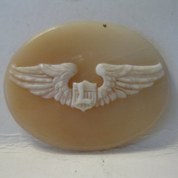 Unique Vintage | Jewelry | Vintage 25 Oval Military Pin Insert Tan ...